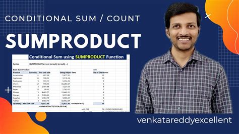 Conditional Sum Using Sumproduct Function Youtube