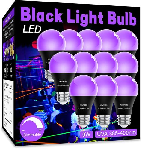 Tinyglam Led Black Light Bulbs 2 Pack A19 9w Uv Black Light Replace Up