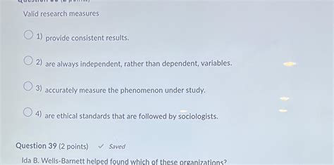 Solved Valid Research Measuresprovide Consistent Resultsare