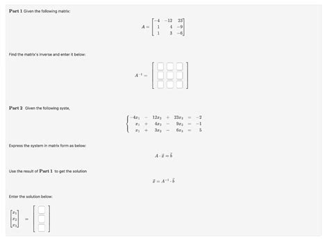 Solved Part Given The Following Matrix Chegg