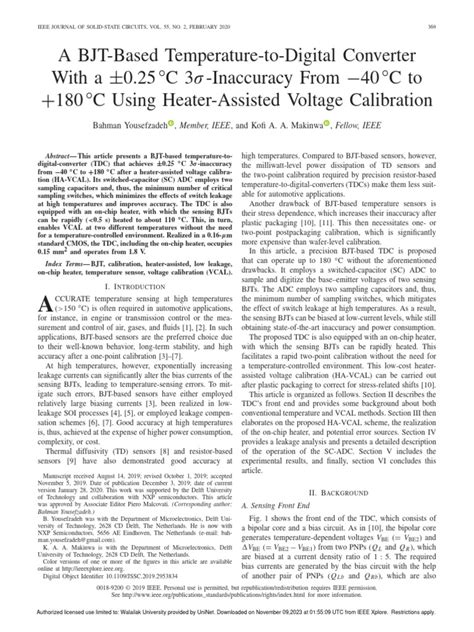 07 A Bjt Based Temperature To Digital Converter With A 025 C 3 Sigma Inaccuracy From 40 C To