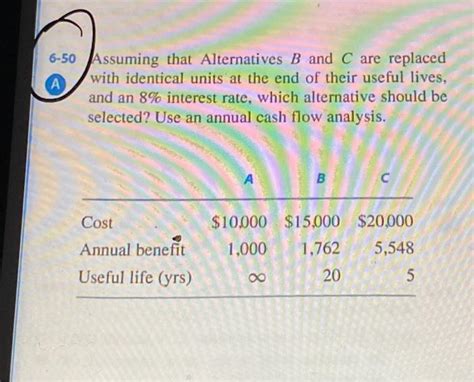 Solved Assuming That Alternatives B And C Are Replaced With