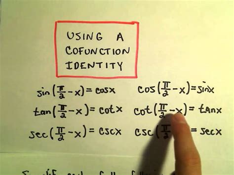 Cofunction Identities Example 3 Youtube