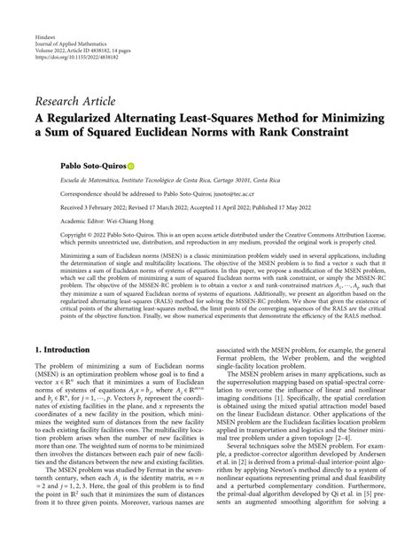 Pdf A Regularized Alternating Least Squares Method For Minimizing A