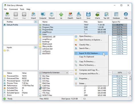 Disksavvy Disk Space Analyzer Exporting Reports To An Sql Database