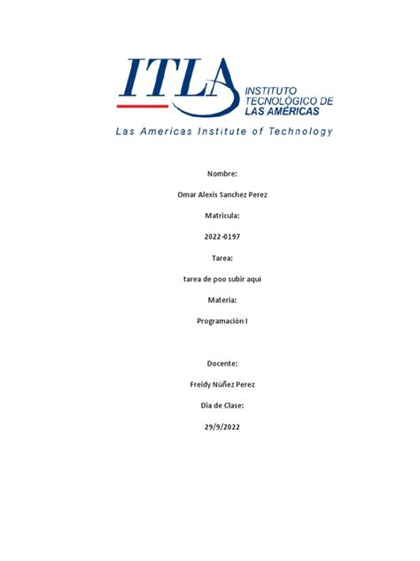 Tarea De Poo Subir Aquí Pdf Constructor Programación Orientada A Objetos Programación