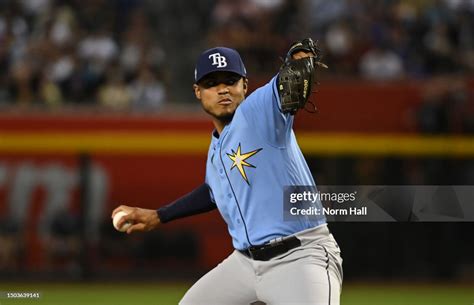 Taj Bradley Of The Tampa Bay Rays Delivers A Pitch Against The News