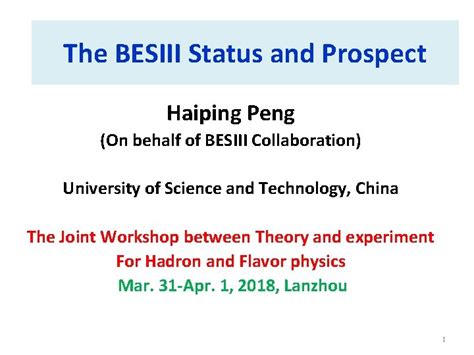 The Besiii Status And Prospect Haiping Peng On