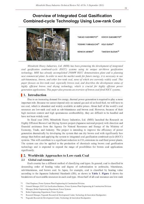 Pdf Overview Of Integrated Coal Gasification Combined Cycle Coal