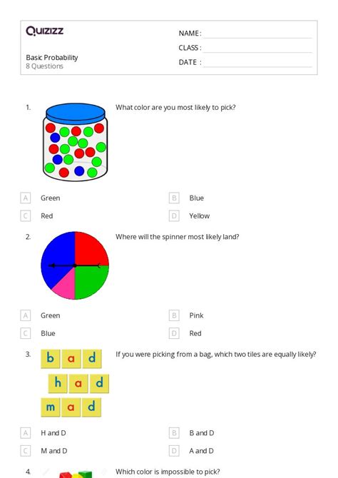 50 Probability Worksheets For 1st Class On Quizizz Free And Printable