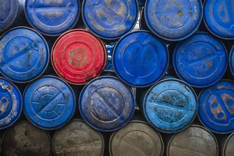 Full Frame Shot Of Plastic Barrels Stacks Id 96514465