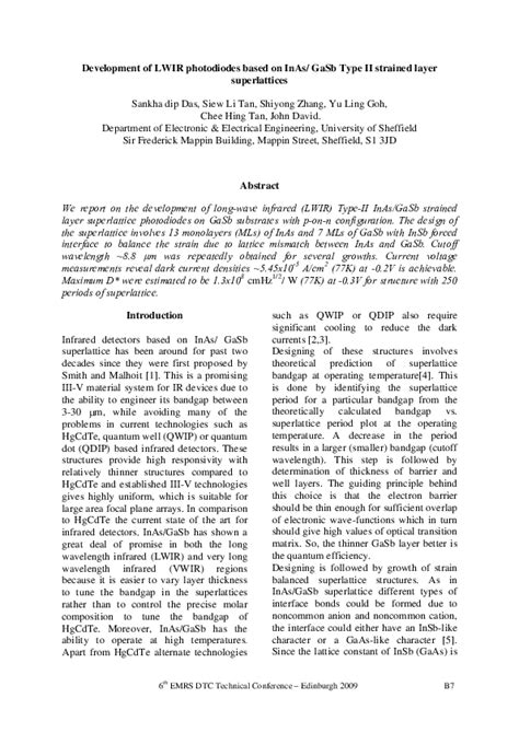 pdf development of lwir photodiodes based on inas gasb type ii