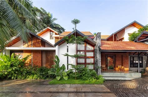 This Tropical Home Design Features A Striking Sloped Terracotta Roof In Kerala Vriksha Architects