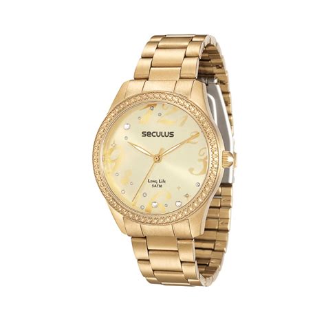 Relógio Seculus Feminino Long Life Dourado 28516lpsvda1 La Partier