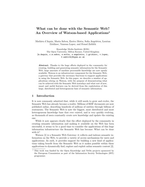 Pdf What Can Be Done With The Semantic Web An Overview Of Watson