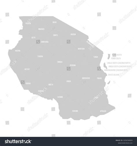 Tanzania Political Map Administrative Divisions Stock Vector Royalty