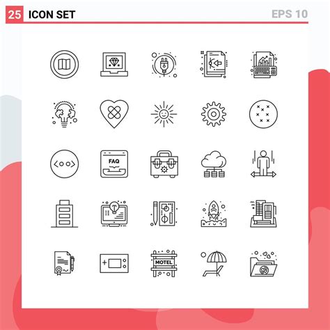 Stock Vector Icon Pack Of 25 Line Signs And Symbols For Data File Programming Vector Bezier