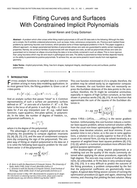 Pdf Fitting Curves And Surfaces With Constrained Implicit Polynomials
