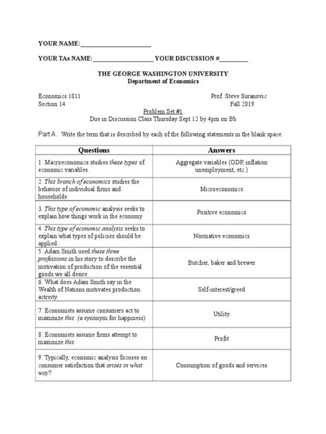 Problem Set 1 Pdf Utility Economics