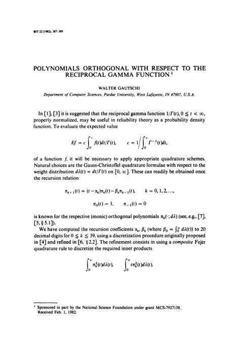 Pdf Polynomials Orthogonal With Respect To The Reciprocal Gamma Function