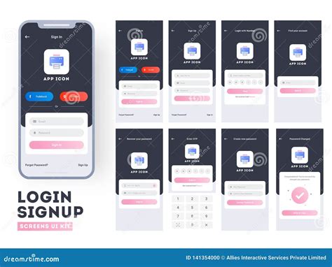 Different Login Screens Including Create Account Sign In And Sign Up
