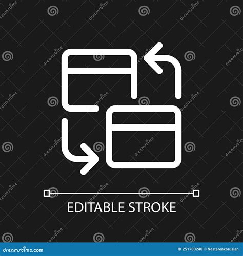 Intra Bank Transfer Pixel Perfect White Linear Ui Icon For Dark Theme Vector Illustration