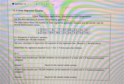 Solved 123 Linear Regression Equation Linear Regression