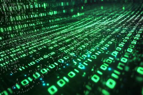 Green Dark Binary Code With Data Streaming Background Created With Generative Ai Premium Ai