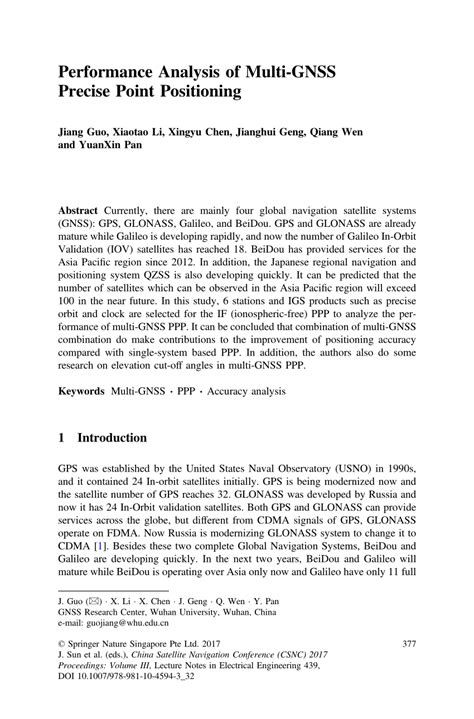 pdf performance analysis of multi gnss precise point positioning