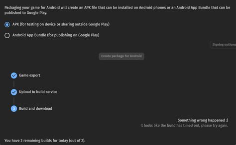 It Looks Like The Build Has Timed Out Please Try Again Later Gdevelop General Gdevelop Forum