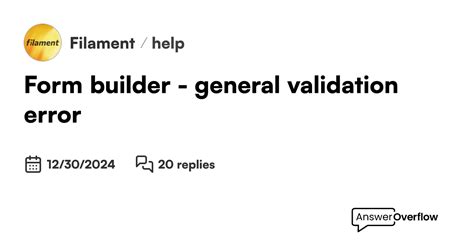 Form Builder General Validation Error Filament