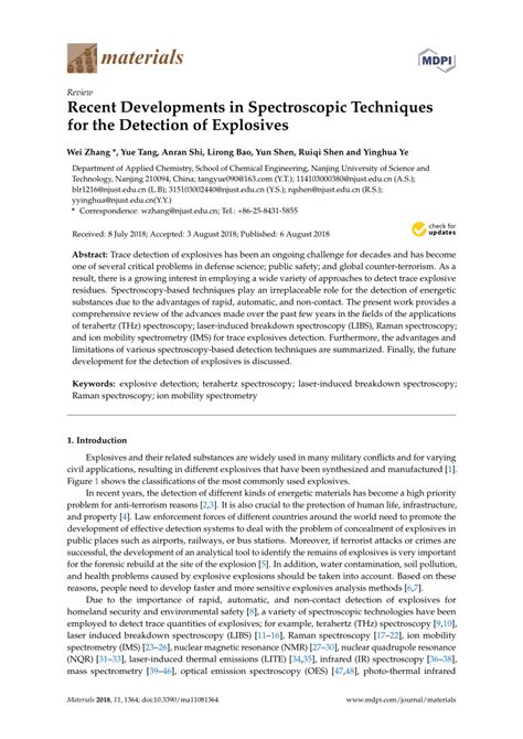 Pdf Recent Developments In Spectroscopic Techniques For The Detection Of Explosives