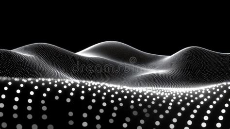 Abstract Digital Wave Glowing Dots Dark Background Data Visualization Stock Illustration