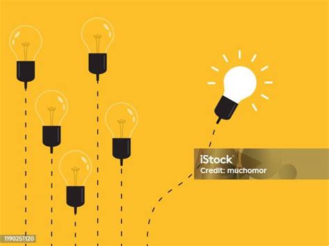 군중에서 눈에 띄는 다르게 생각 전구의 그래픽은 비즈니스 개념을 나타냅니다 새로운 아이디어 변화 트렌드 용기 창조적 인 솔루션 혁신과 독특한 방법 개념 사색에 대한 스톡