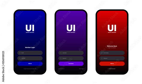 login ui interface design concept set sign in screen mobile app user interface design concept