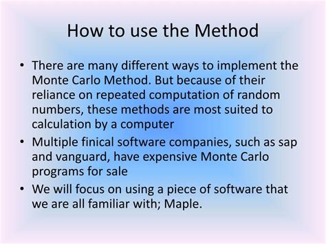 Ppt The Monte Carlo Method Part 2 With Maple Programming Powerpoint