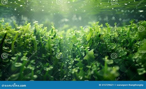 Seaweed Algae Growth In Underwater Futuristic Aquaculture Farm Healthy And Sustainable