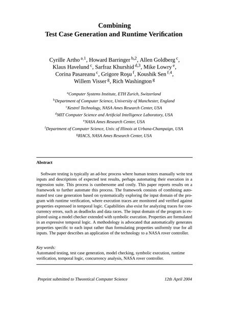 Pdf Combining Test Case Generation And Runtime …combining Test Case Generation And Runtime