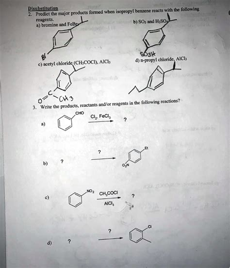 SOLVED: Substitution: Predict the major products formed when isopropyl benzene reacts with the ...