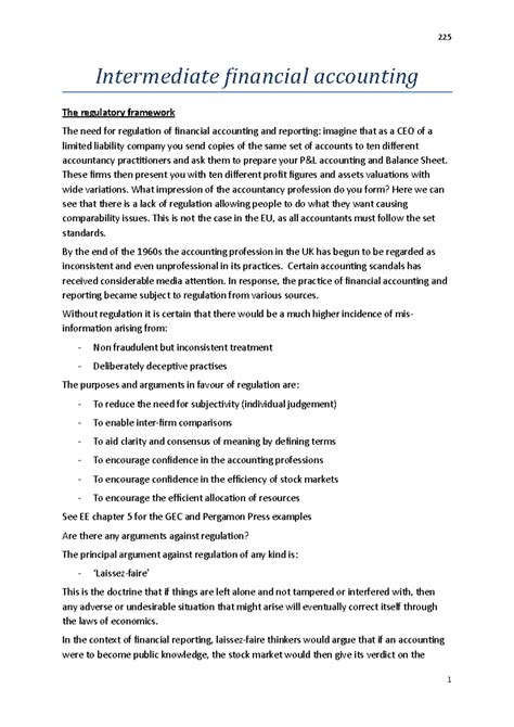 Intermediate Financial Accounting Lecture Notes Lectures 1 10 225 Intermediate Financial