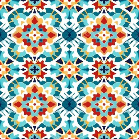 Premium Photo A Colorful Tile Pattern With A Floral Design