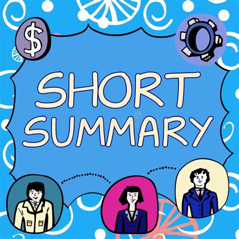 Sign Displaying Short Summary Word For Brief Statement Of Main Points