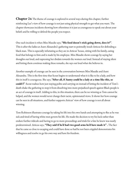 To Kill A Mockingbird Chapter 24 Analysis Courage Pdf Philosophy
