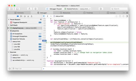 JavaScript Debugging Improvements WebKit