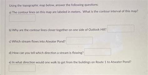 solved using the topographic map below answer the following