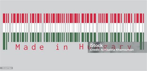 바코드는 헝가리 깃발 빨강 백색과 녹색의 수평 한 3 색의 색을 설정합니다 텍스트 헝가리에서 가격에 대한 스톡 벡터 아트 및 기타 이미지 Istock