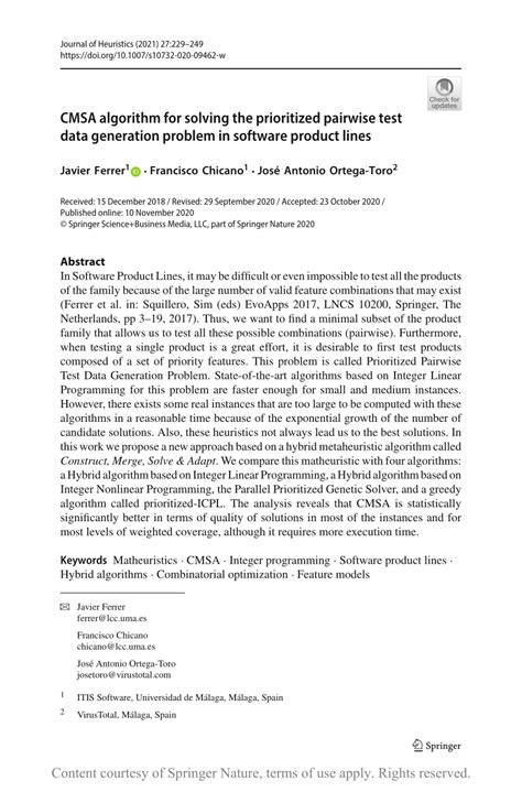 Cmsa Algorithm For Solving The Prioritized Pairwise Test Data Generation Problem In Software