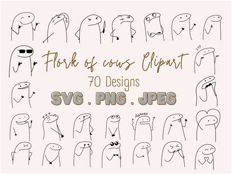 70 Clipart Flork Of Cows Png Svg Jpeg Flork Meme Vector Png Cute