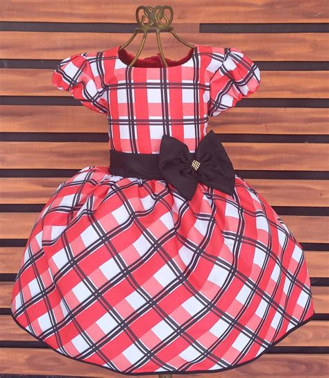 Vestido Festa Junina Xadrez Vermelhorosa Elo7