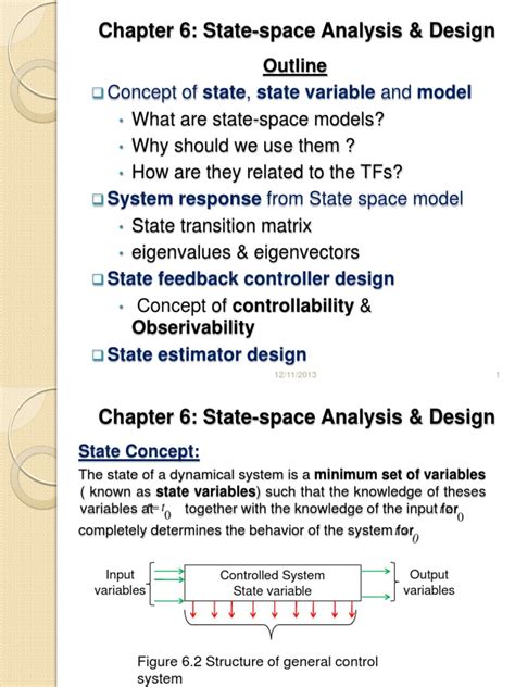 chapter 6 state space analysis pdf control theory eigenvalues and
